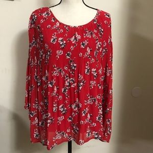 Simply Emma | Tops | Simply Emma Red Floral Chiffon Top | Poshmark